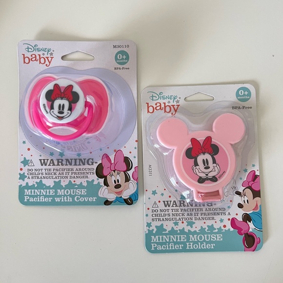 Disney | Accessories | Disney Minnie Mouse Pink Pacifier With Holder ...